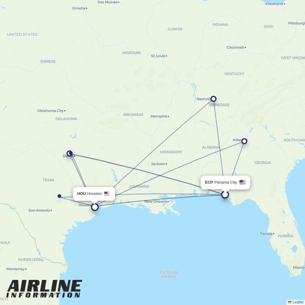 Airlines with flights from Panama City to Houston (ECP to HOU ...