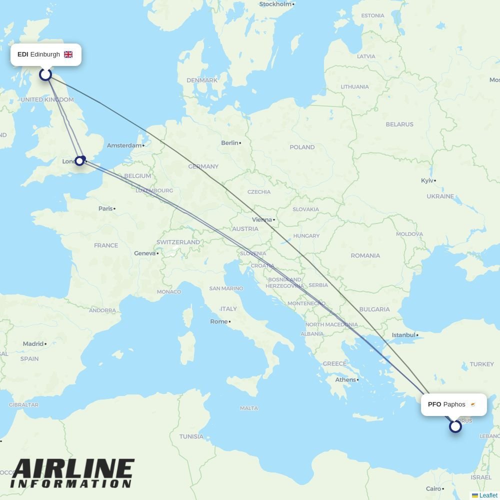 Airlines with flights from Edinburgh to Paphos (EDI to PFO) | Airline ...