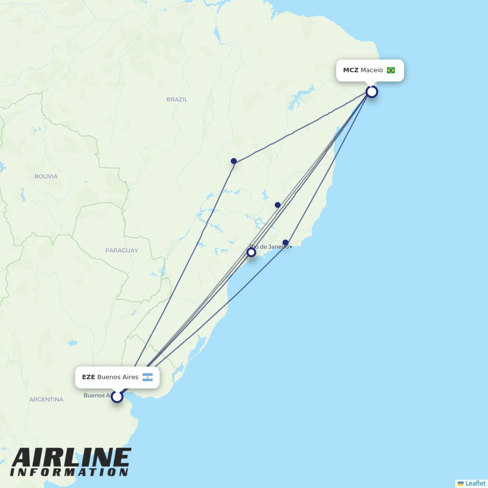 Airlines with flights from Buenos Aires to Maceio (EZE to MCZ ...