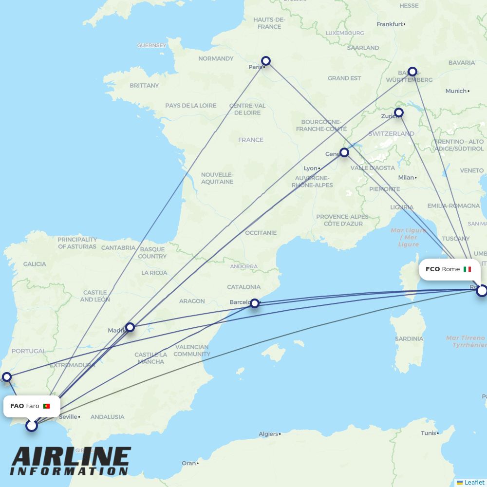 Airlines with flights from Faro to Rome (FAO to FCO) | Airline Information