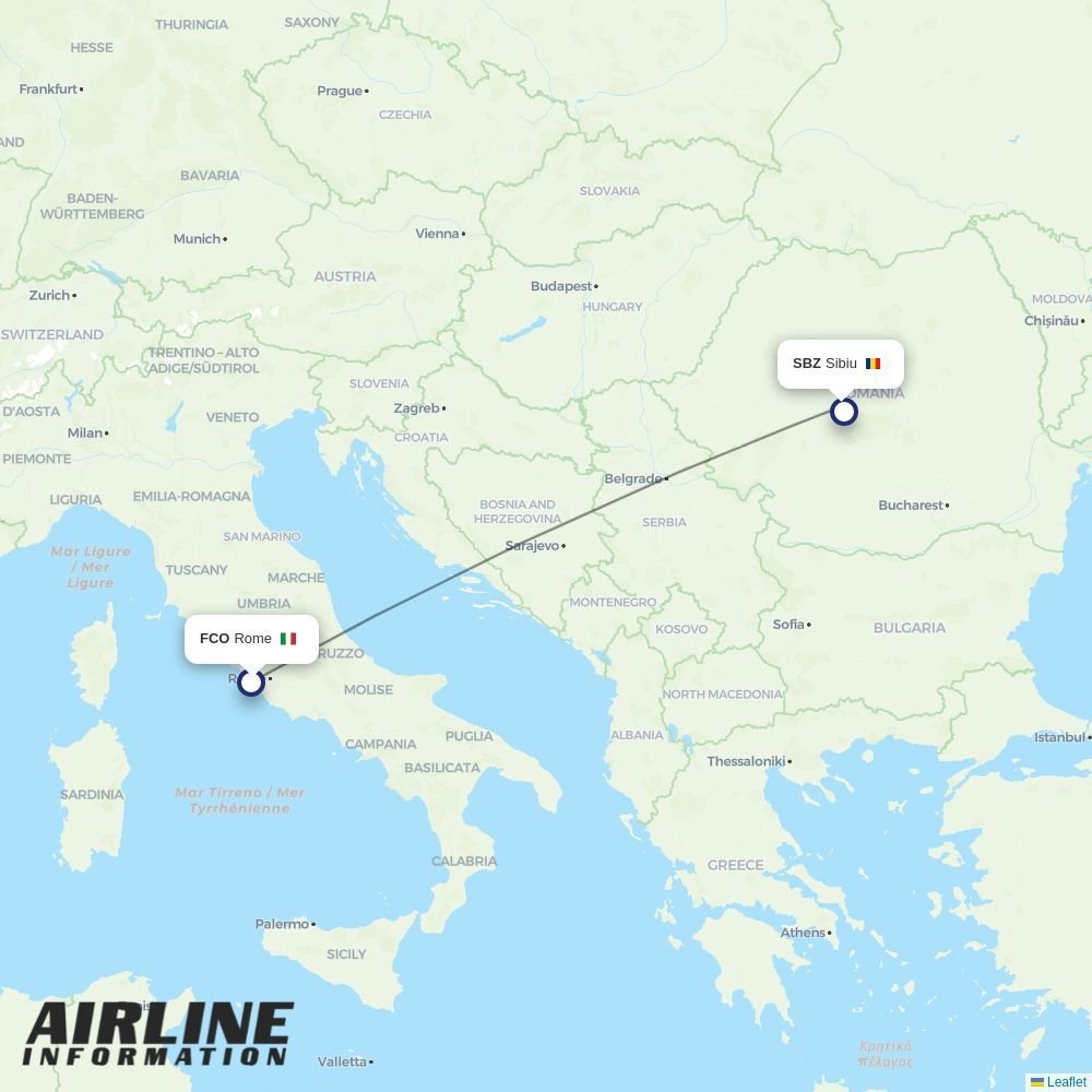 Airlines with flights from Rome to Sibiu (FCO to SBZ) | Airline Information