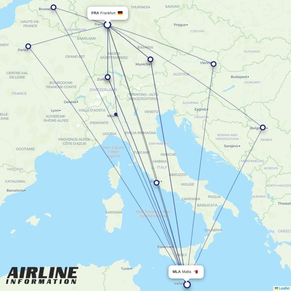 Airlines with flights from Frankfurt to Malta (FRA to MLA) | Airline ...