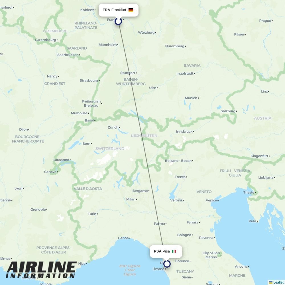 Airlines with flights from Frankfurt to Pisa (FRA to PSA) | Airline ...