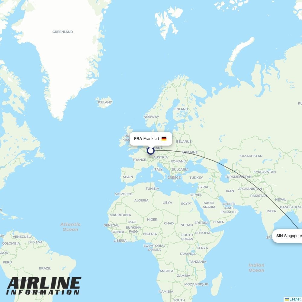 Airlines with flights from Frankfurt to Singapore (FRA to SIN ...