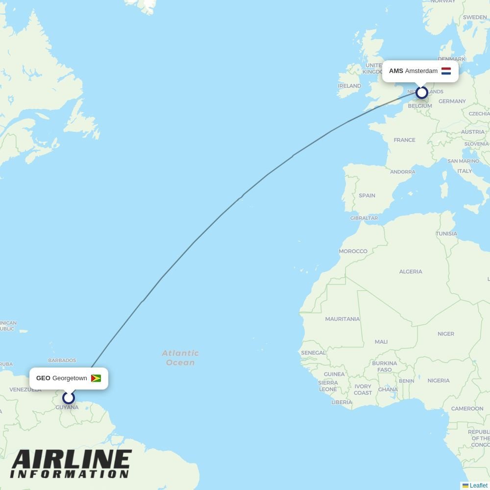 KLM flights from Georgetown (GEO) | Airline Information