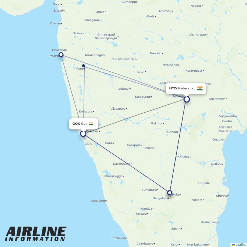 Airlines with flights from Goa to Hyderabad (GOX to HYD) | Airline ...