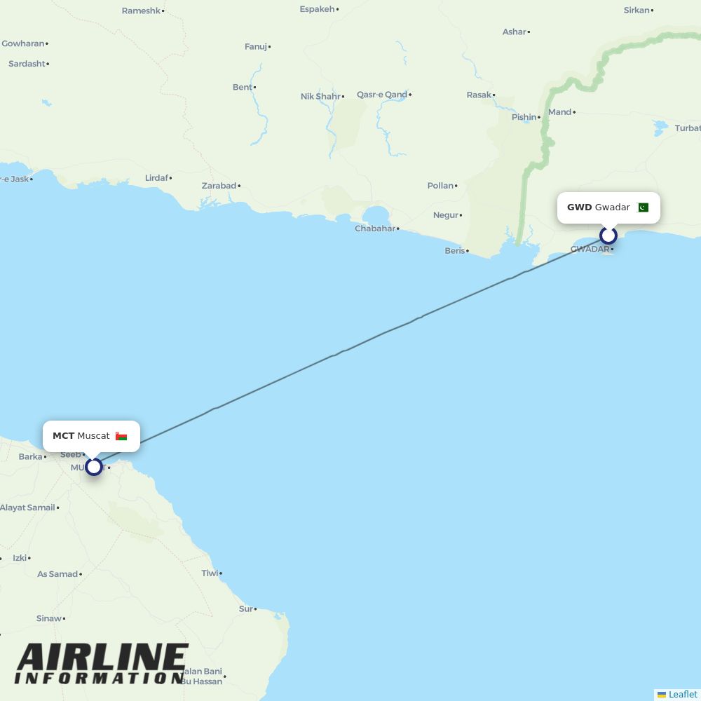 Airlines with flights from Gwadar to Muscat (GWD to MCT) | Airline ...