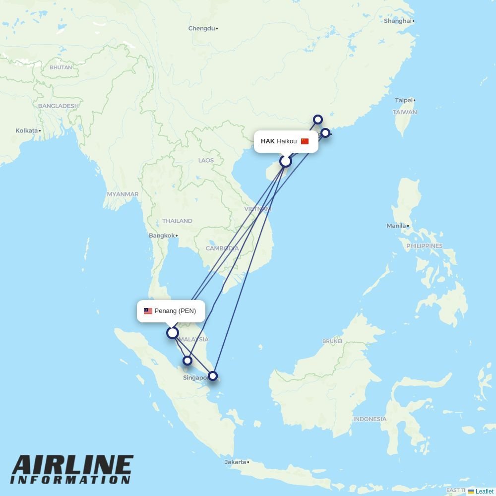 Airlines with flights from Haikou to Penang (HAK to PEN) | Airline ...