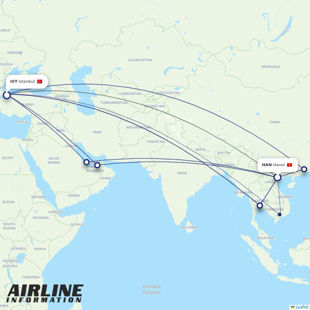 Airlines with flights from Hanoi to Istanbul (HAN to IST) | Airline Information