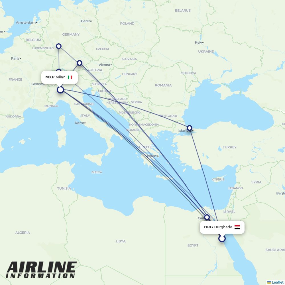 Airlines with flights from Hurghada to Milan (HRG to MXP) | Airline Information