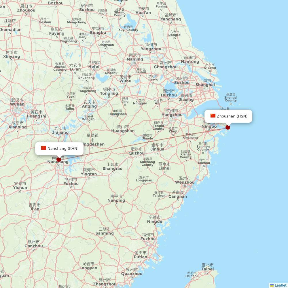 Airlines with flights from Zhoushan to Nanchang (HSN to KHN) | Airline ...