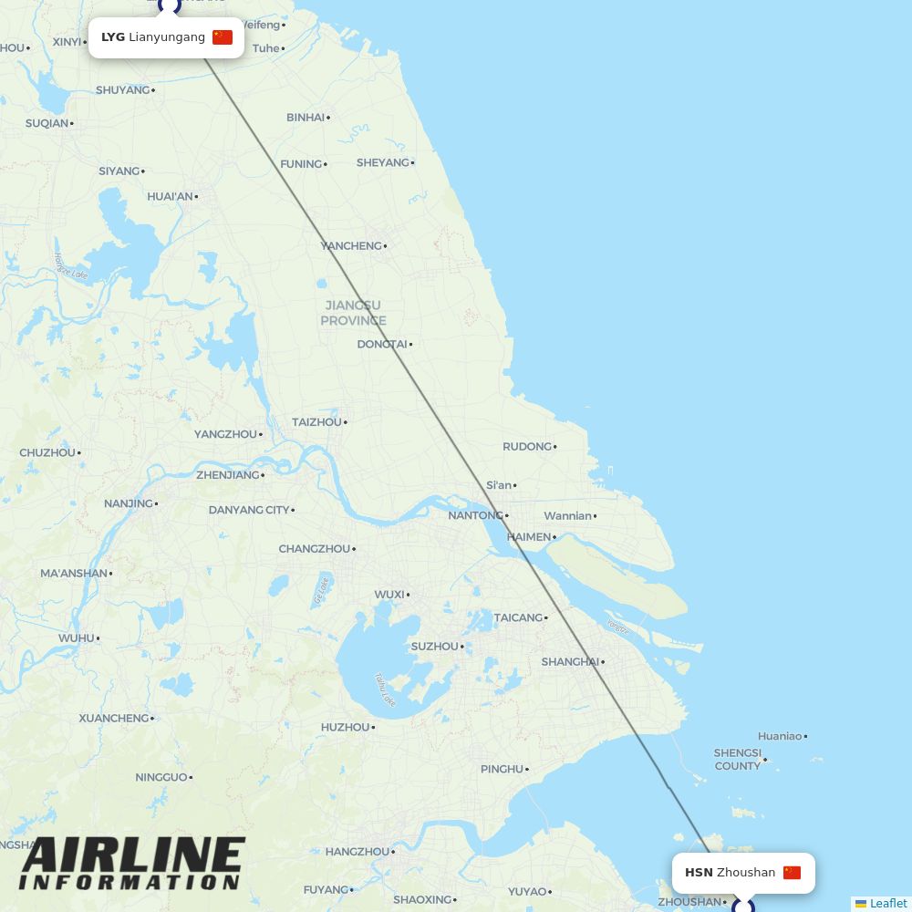 Airlines with flights from Zhoushan to Lianyungang (HSN to LYG ...