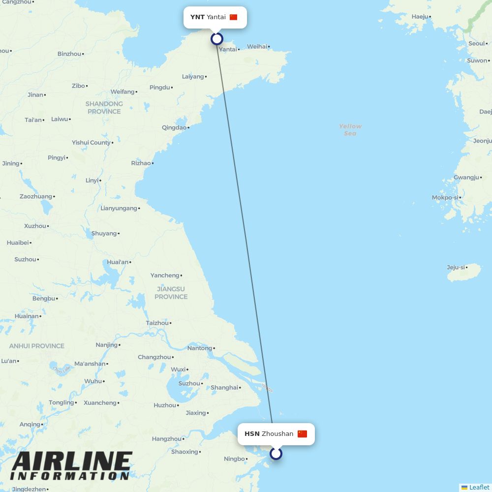 Airlines with flights from Zhoushan to Yantai (HSN to YNT) | Airline ...
