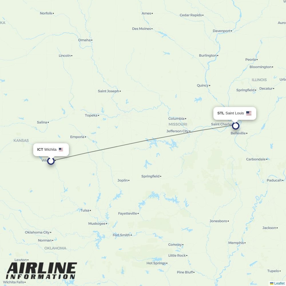 Airlines with flights from Wichita to Saint Louis (ICT to STL ...