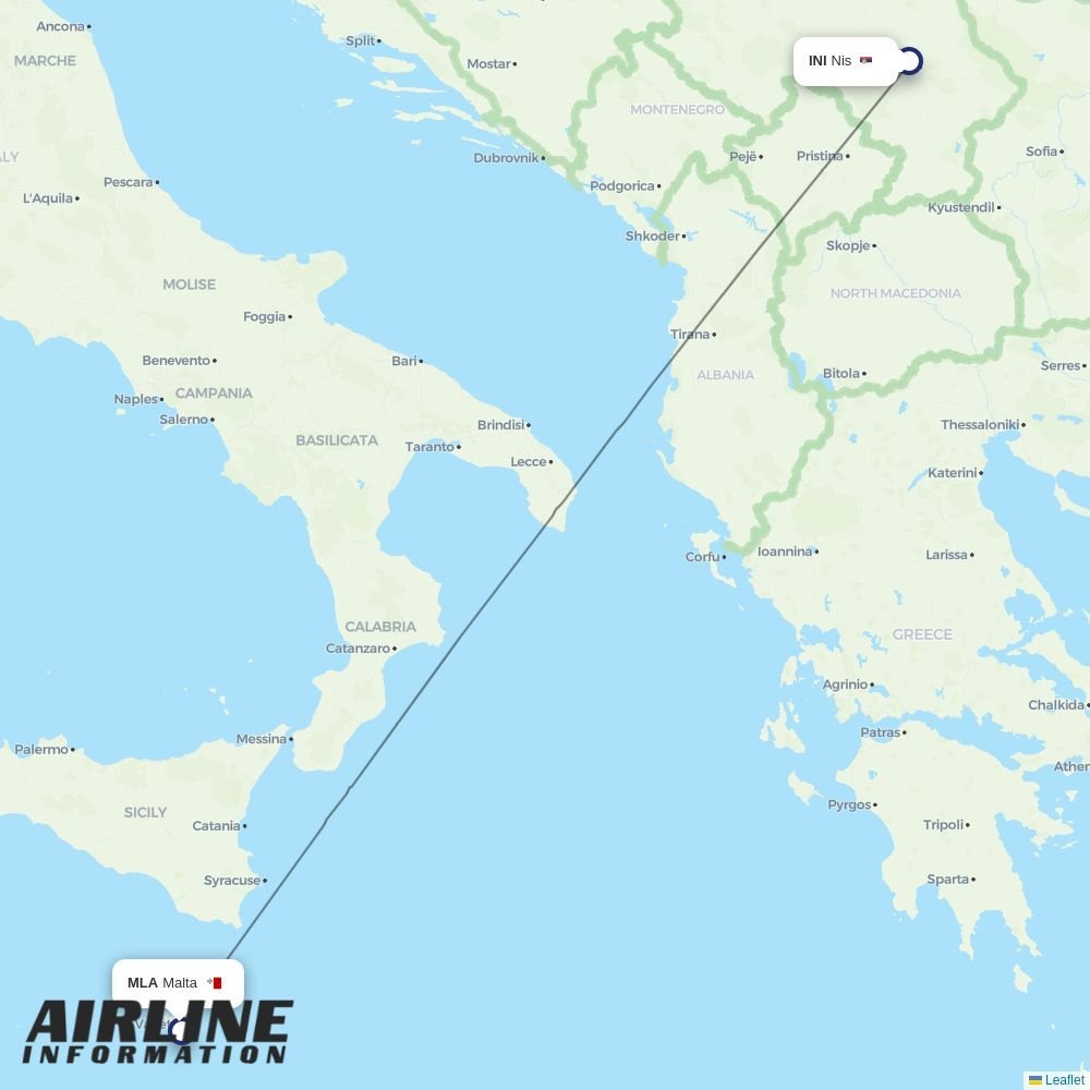 Airlines with flights from Nis to Malta (INI to MLA) | Airline Information