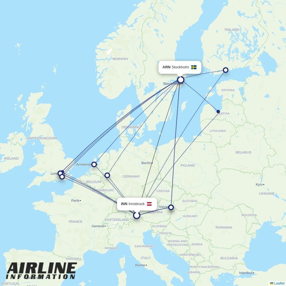 Airlines with flights from Innsbruck to Stockholm (INN to ARN ...