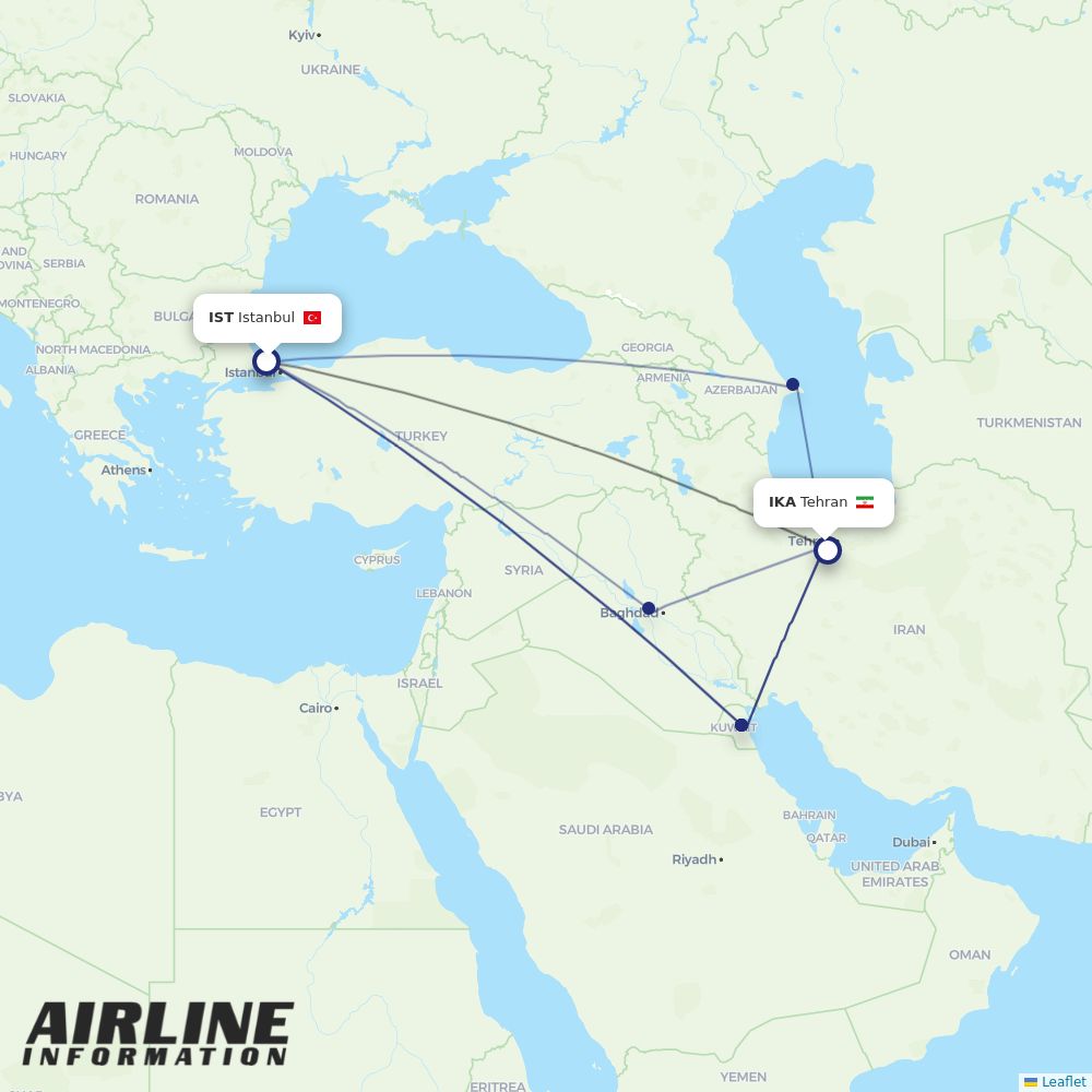 Airlines with flights from Istanbul to Tehran (IST to IKA) | Airline Information