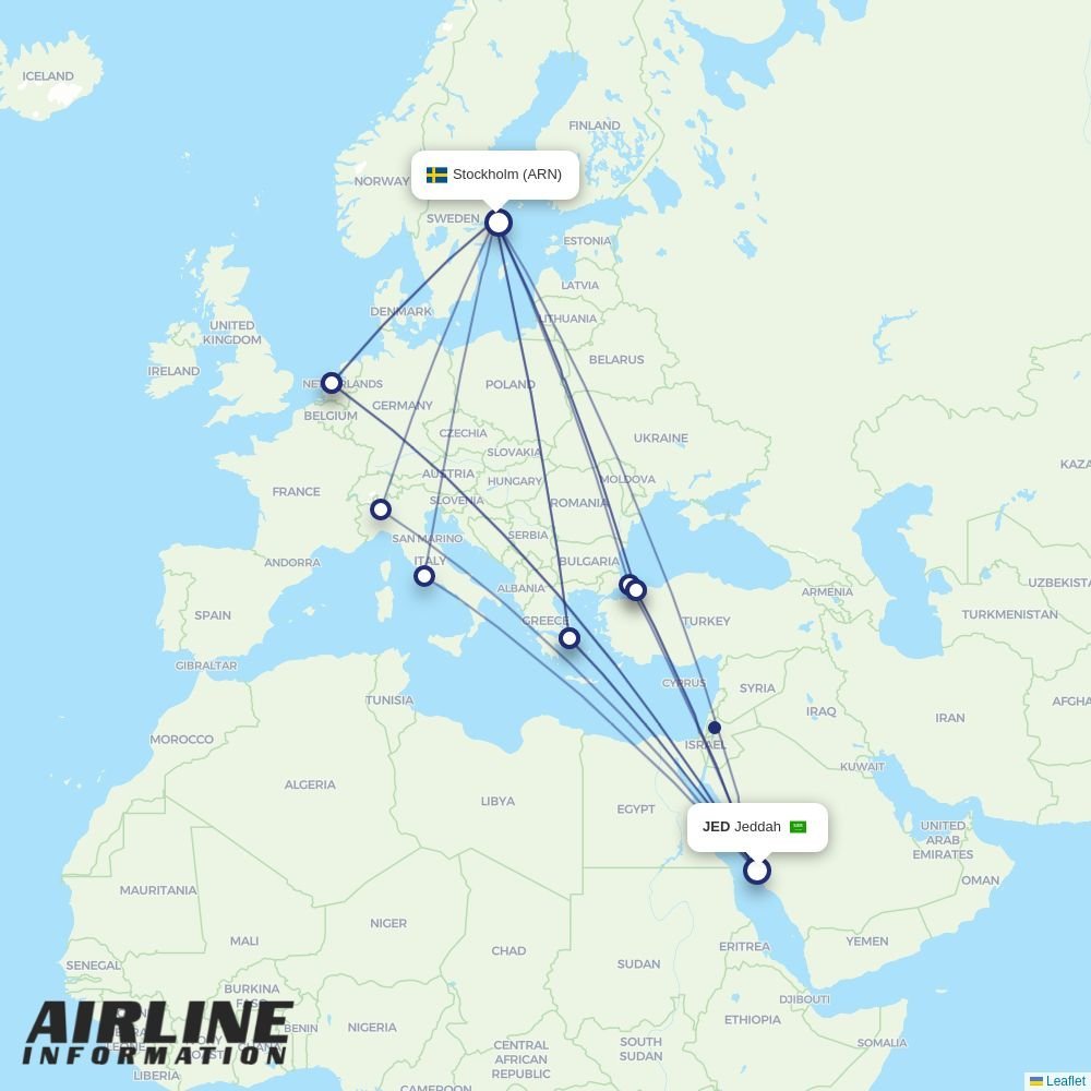 Airlines with flights from Jeddah to Stockholm (JED to ARN) | Airline ...