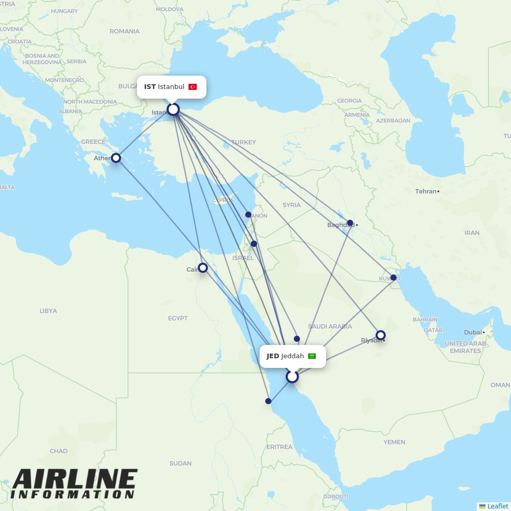 Airlines with flights from Jeddah to Istanbul (JED to IST) | Airline Information