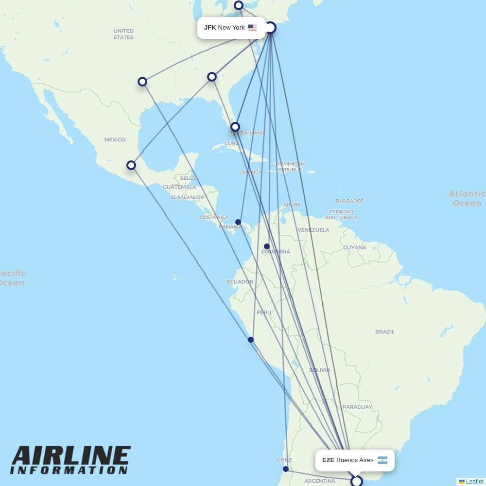 Airlines with flights from New York to Buenos Aires (JFK to EZE ...