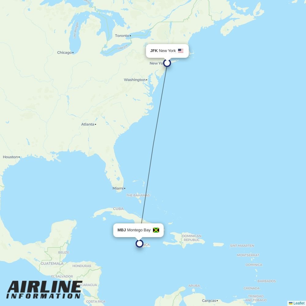 Airlines with flights from New York to Montego Bay (JFK to MBJ ...