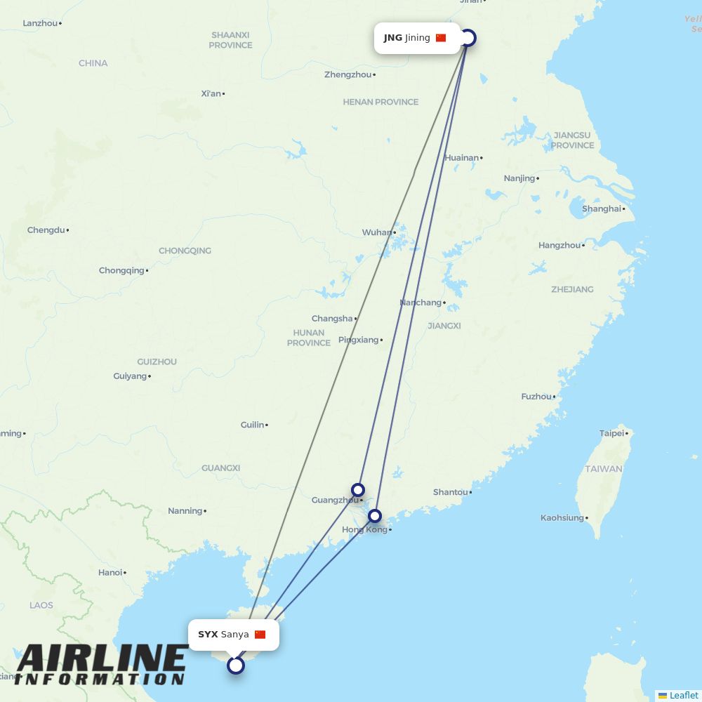Airlines with flights from Jining to Sanya (JNG to SYX) | Airline ...