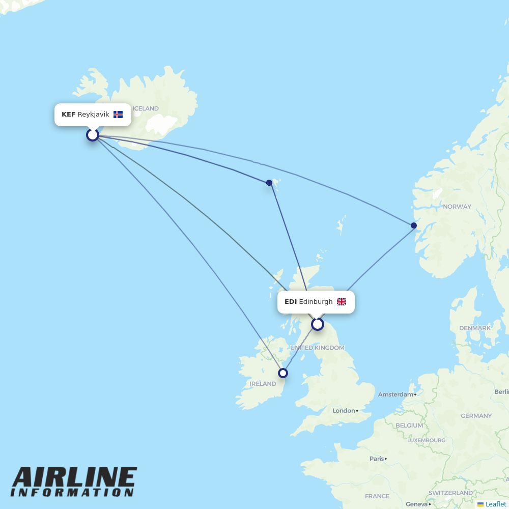 Airlines with flights from Reykjavik to Edinburgh (KEF to EDI ...