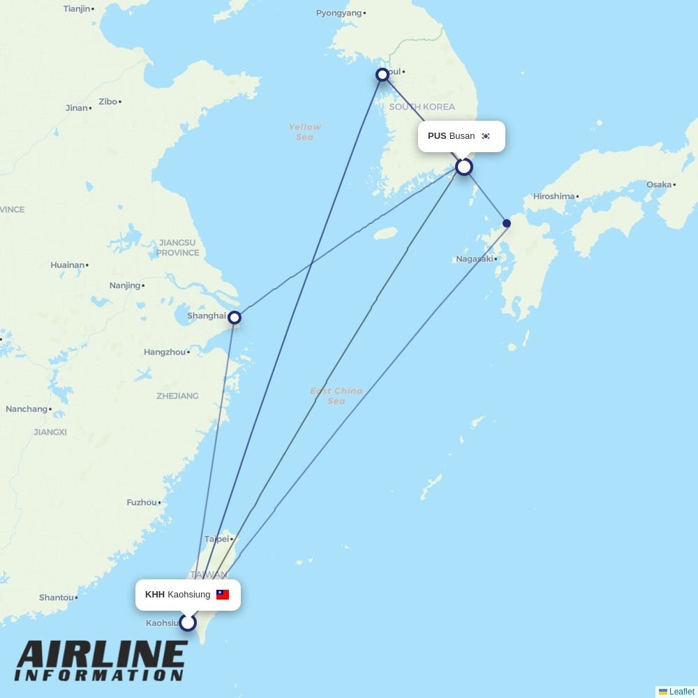 Airlines with flights from Kaohsiung to Busan (KHH to PUS) | Airline ...