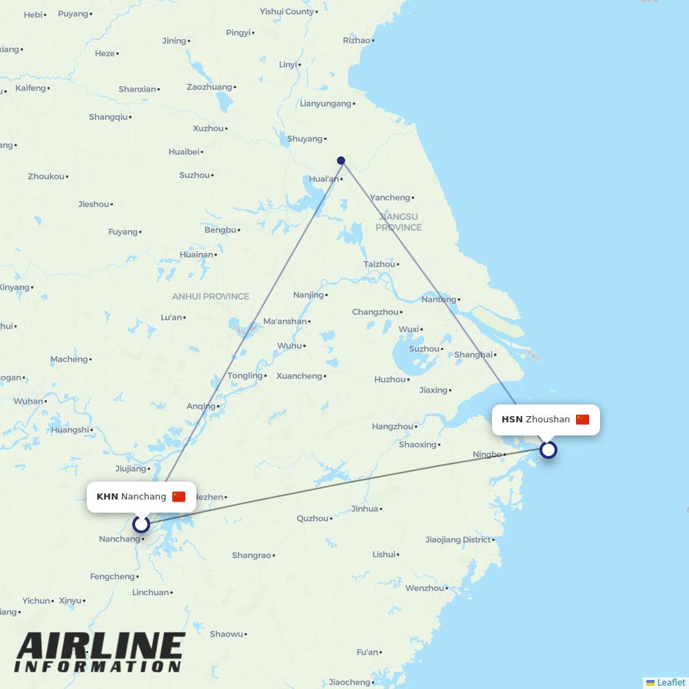 Airlines with flights from Nanchang to Zhoushan (KHN to HSN) | Airline ...