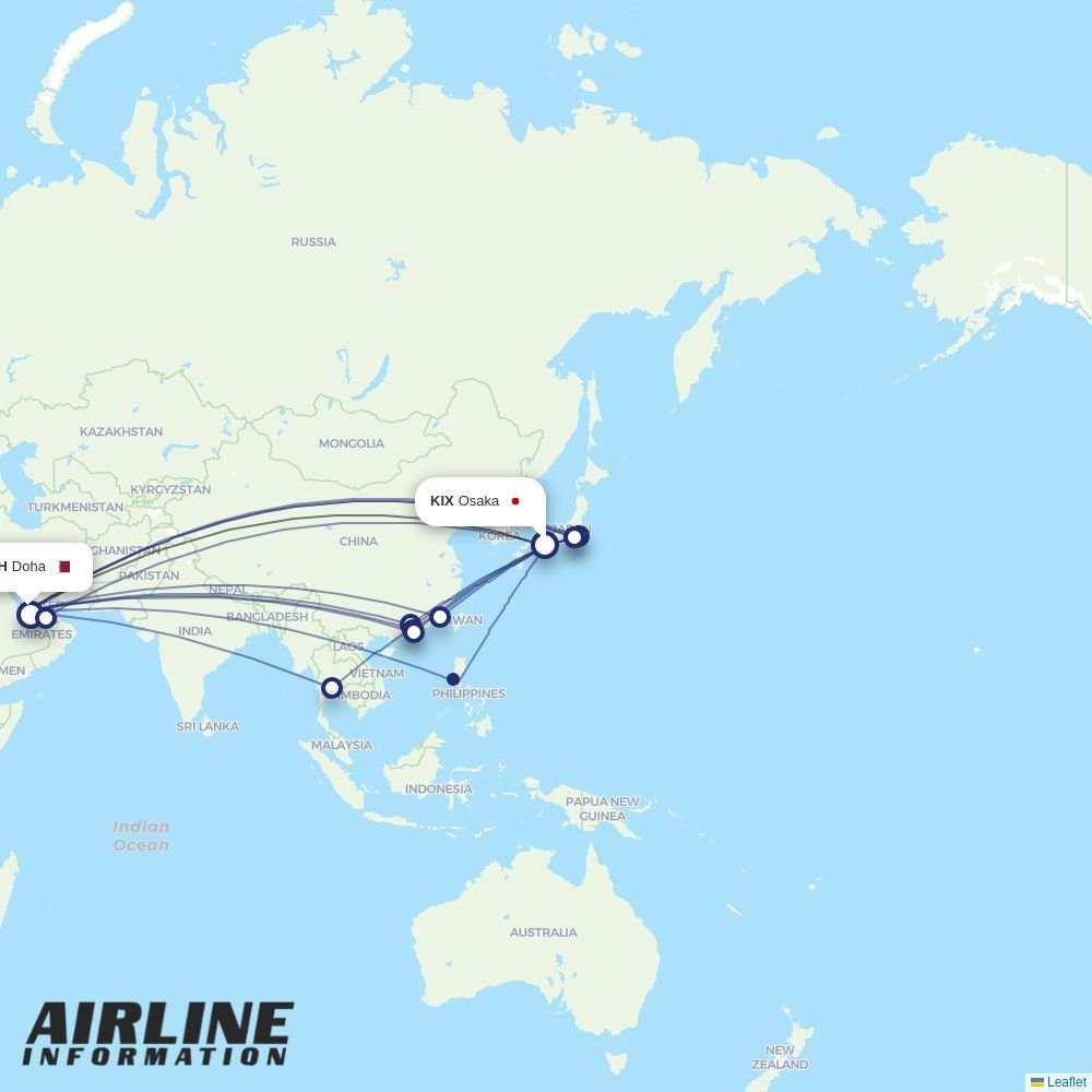Airlines with flights from Osaka to Doha (KIX to DOH) | Airline Information