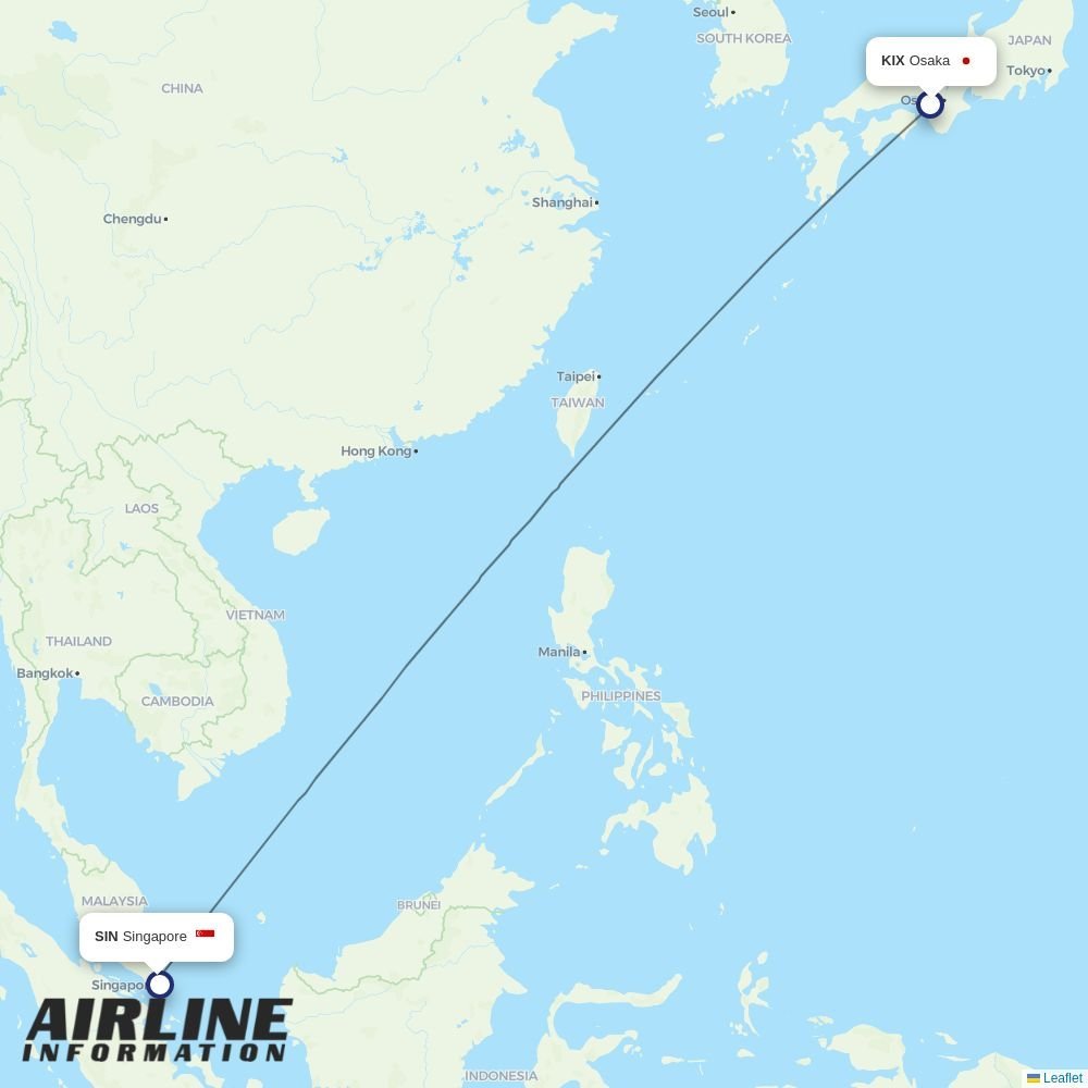 Airlines with flights from Osaka to Singapore (KIX to SIN) | Airline ...