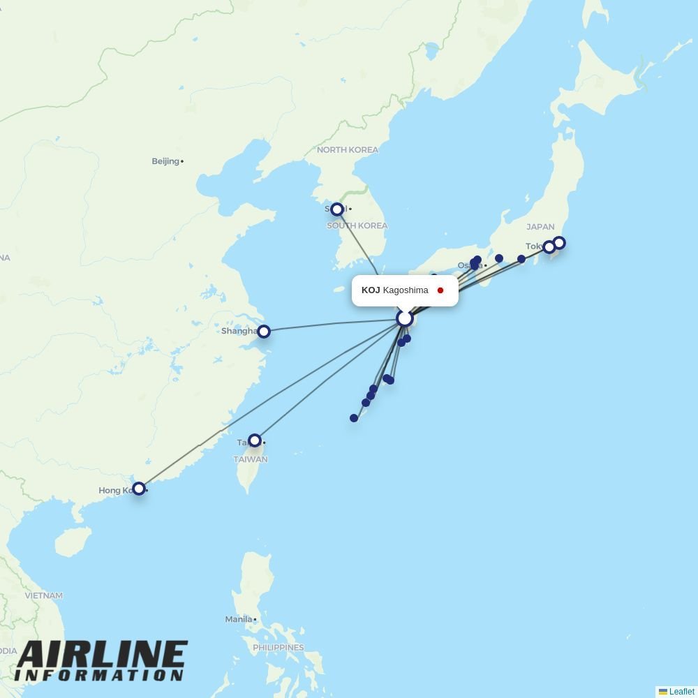 JAL flights from Kagoshima (KOJ) | Airline Information
