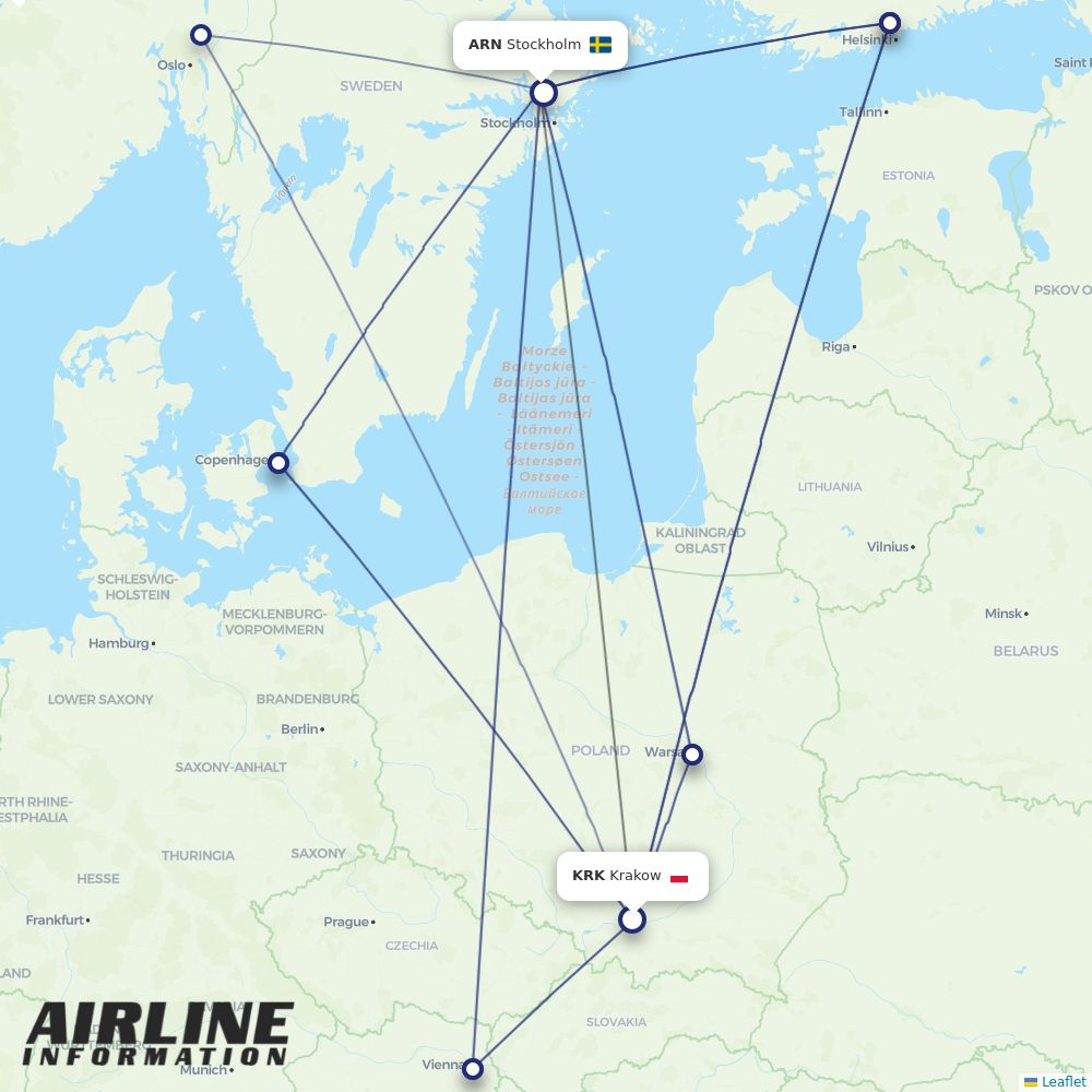 Airlines with flights from Krakow to Stockholm (KRK to ARN) | Airline ...