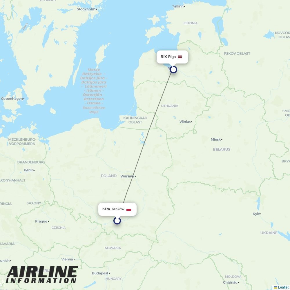 Airlines with flights from Krakow to Riga (KRK to RIX) | Airline ...