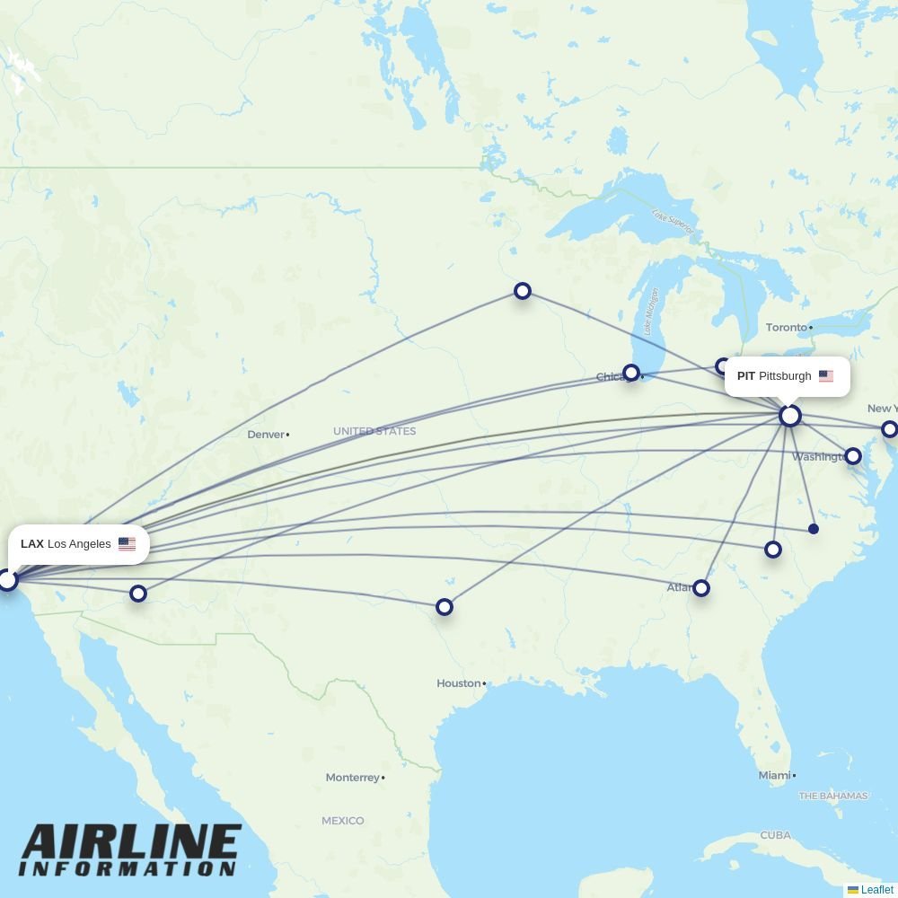Airlines with flights from Los Angeles to Pittsburgh (LAX to PIT ...