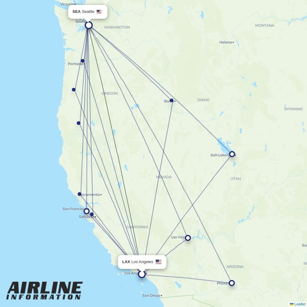Airlines with flights from Los Angeles to Seattle (LAX to SEA ...