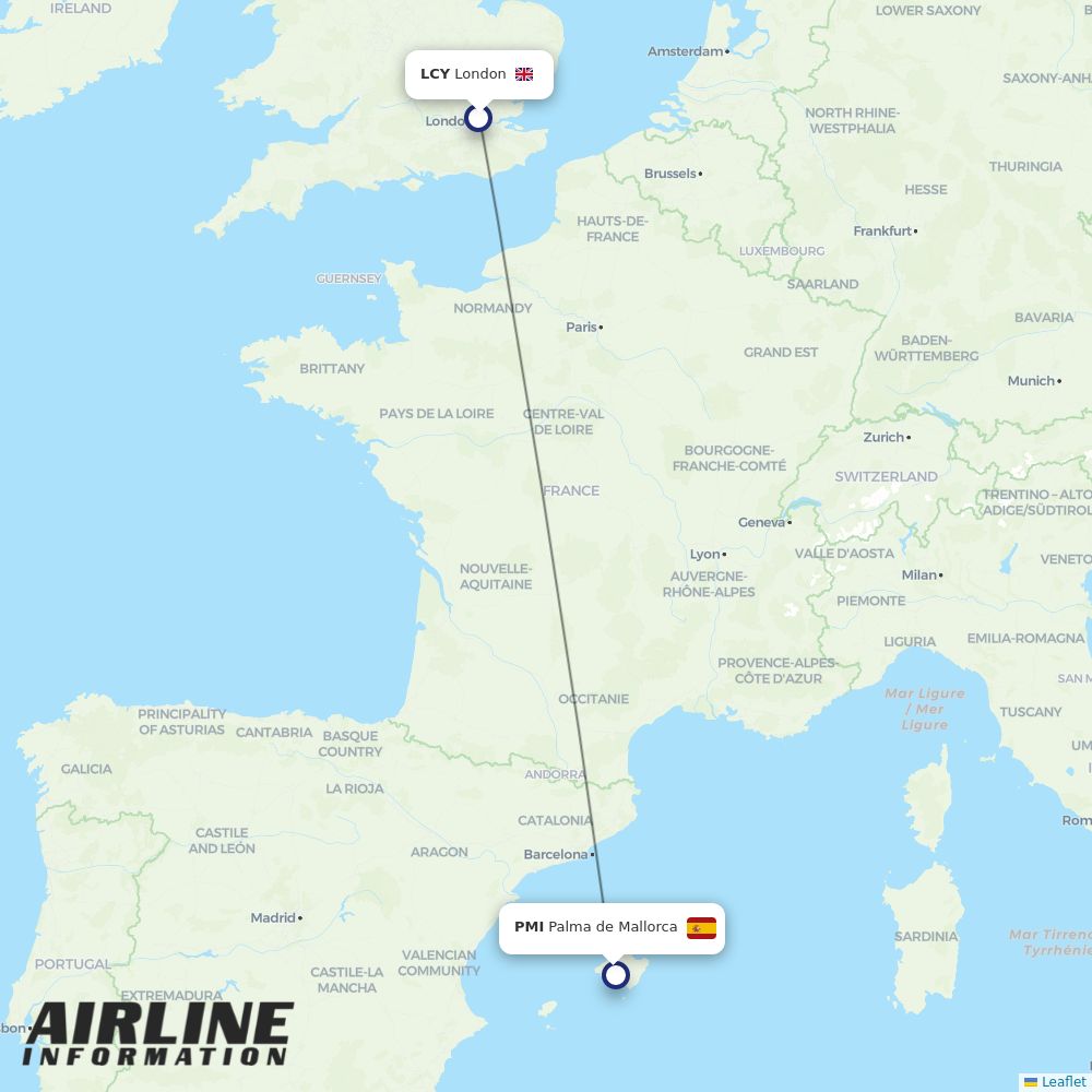 Airlines with flights from London to Palma de Mallorca (LCY to PMI ...