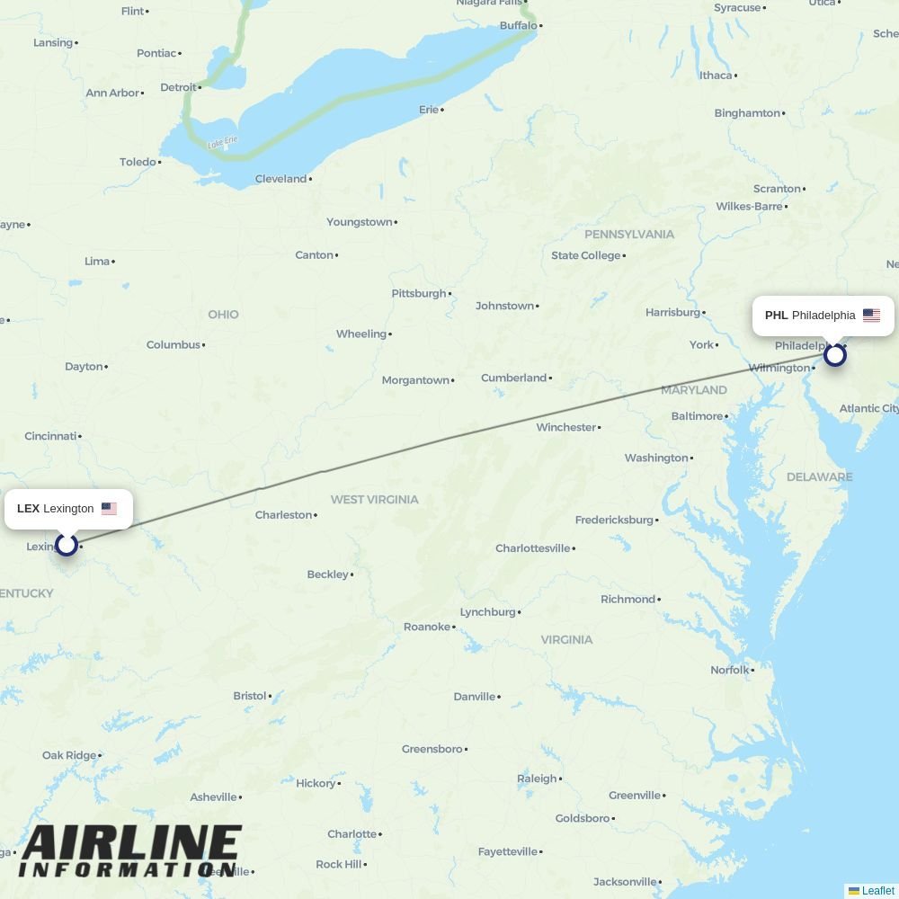 Airlines with flights from Lexington to Philadelphia (LEX to PHL ...