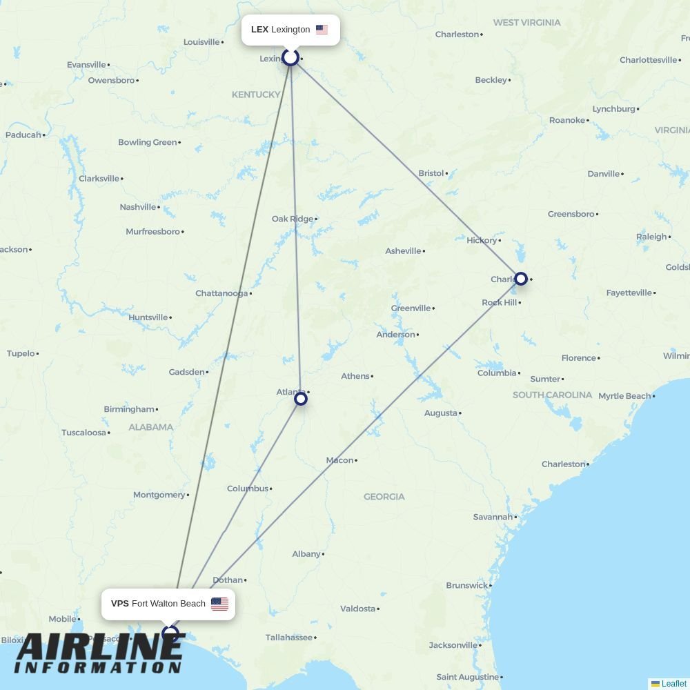 Airlines with flights from Lexington to Fort Walton Beach (LEX to VPS ...