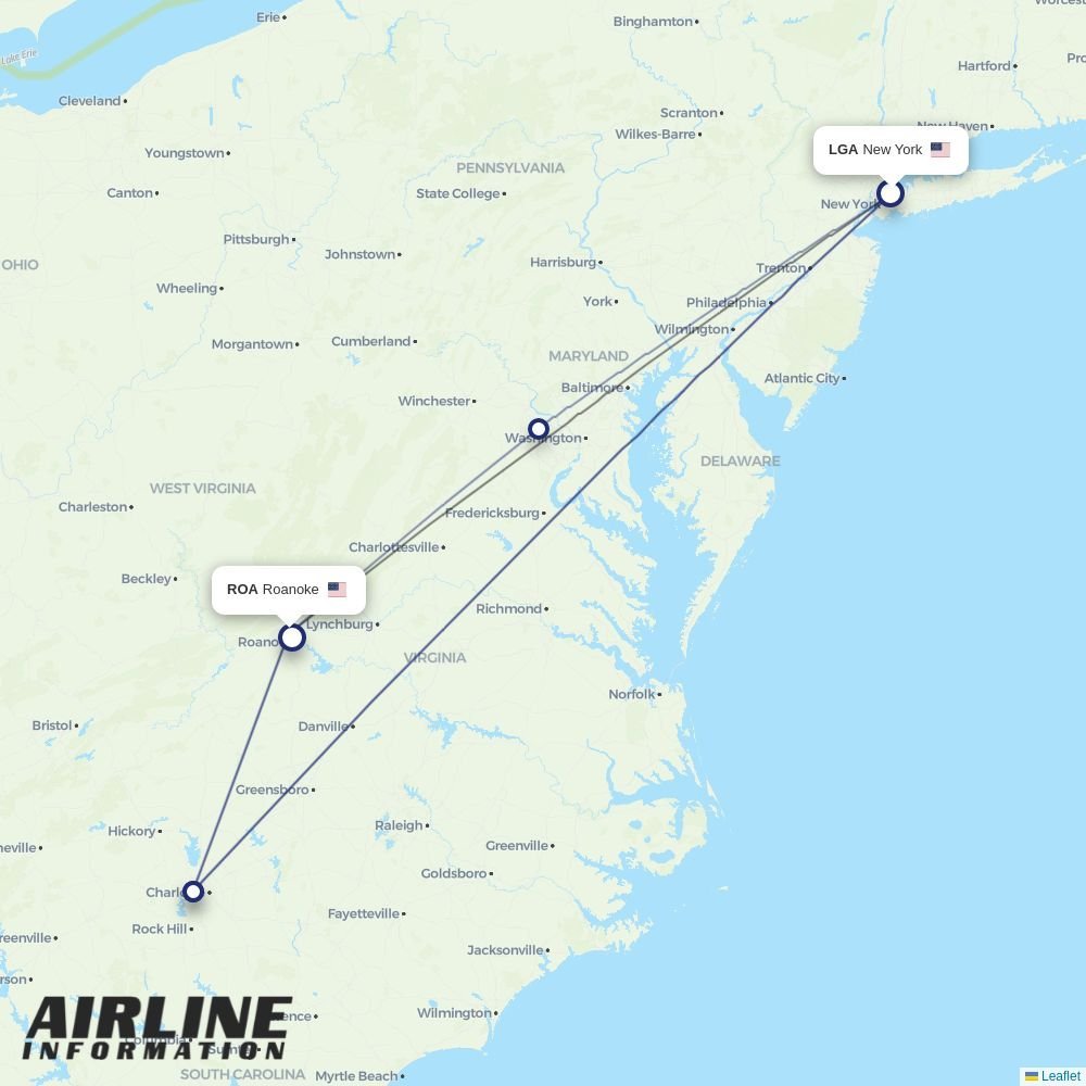 Airlines with flights from New York to Roanoke (LGA to ROA) | Airline ...