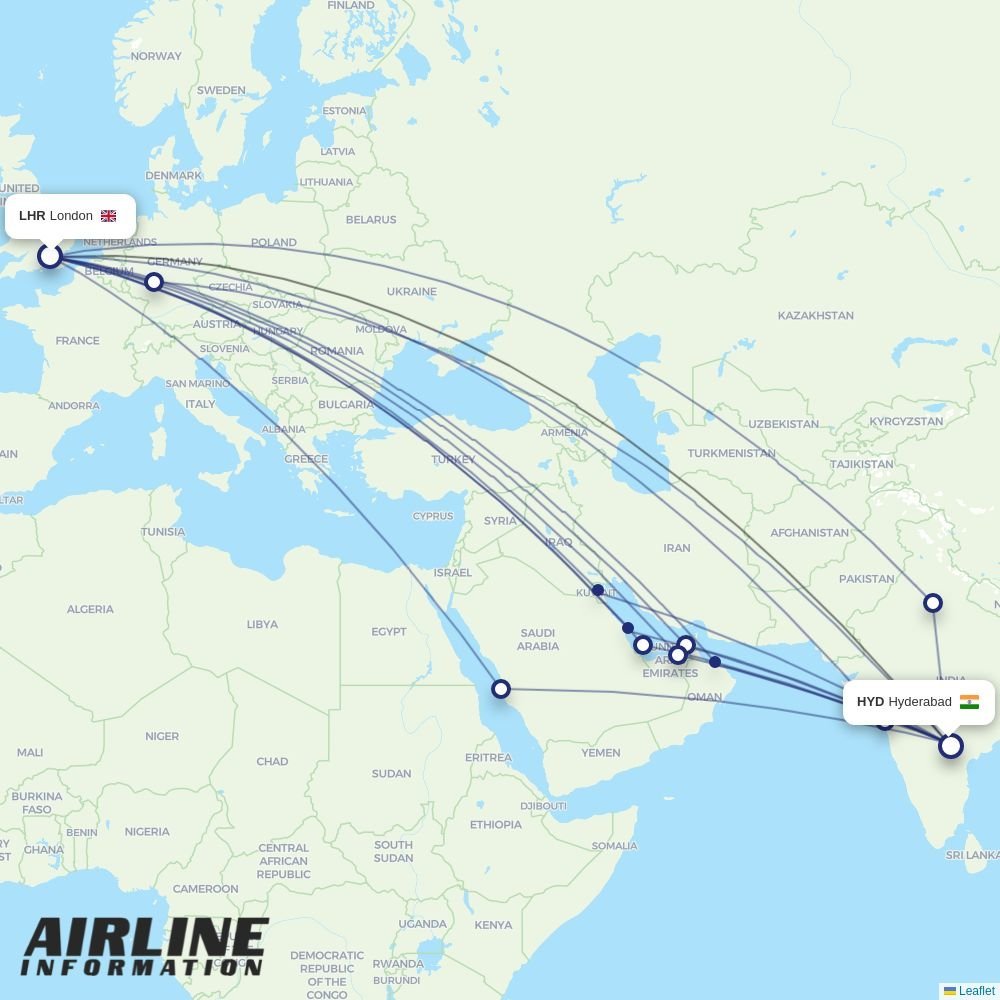 Airlines with flights from London to Hyderabad (LHR to HYD) | Airline ...
