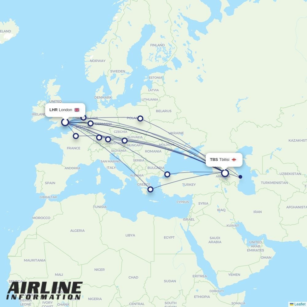 Airlines with flights from London to Tbilisi (LHR to TBS) | Airline ...