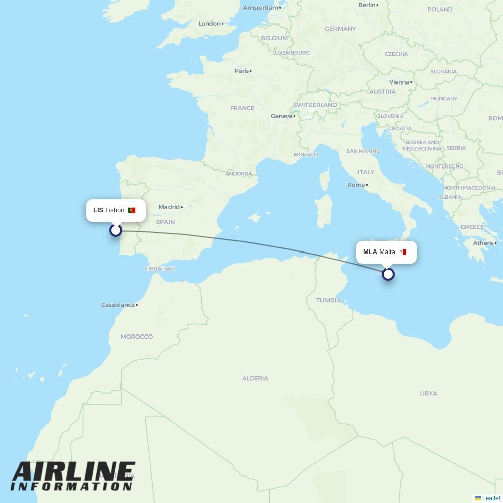 Airlines with flights from Lisbon to Malta (LIS to MLA) | Airline ...