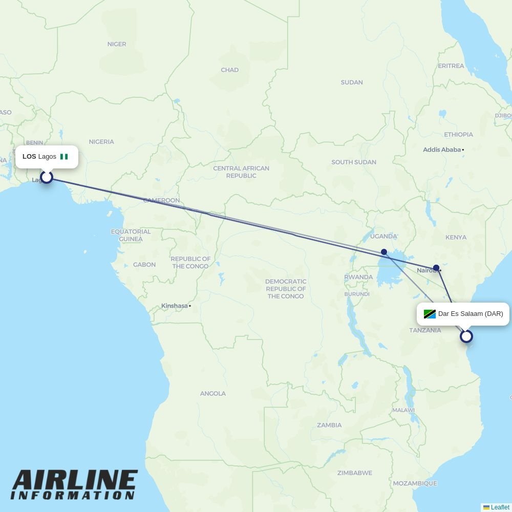 Airlines with flights from Lagos to Dar Es Salaam (LOS to DAR ...