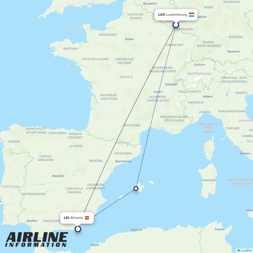 Airlines with flights from Luxembourg to Almeria (LUX to LEI) | Airline ...