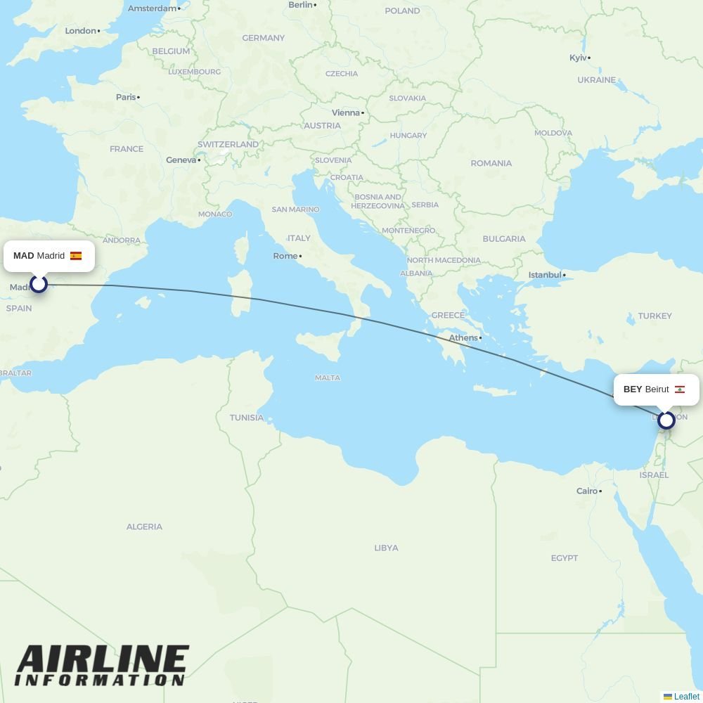 Airlines with flights from Madrid to Beirut (MAD to BEY) | Airline ...