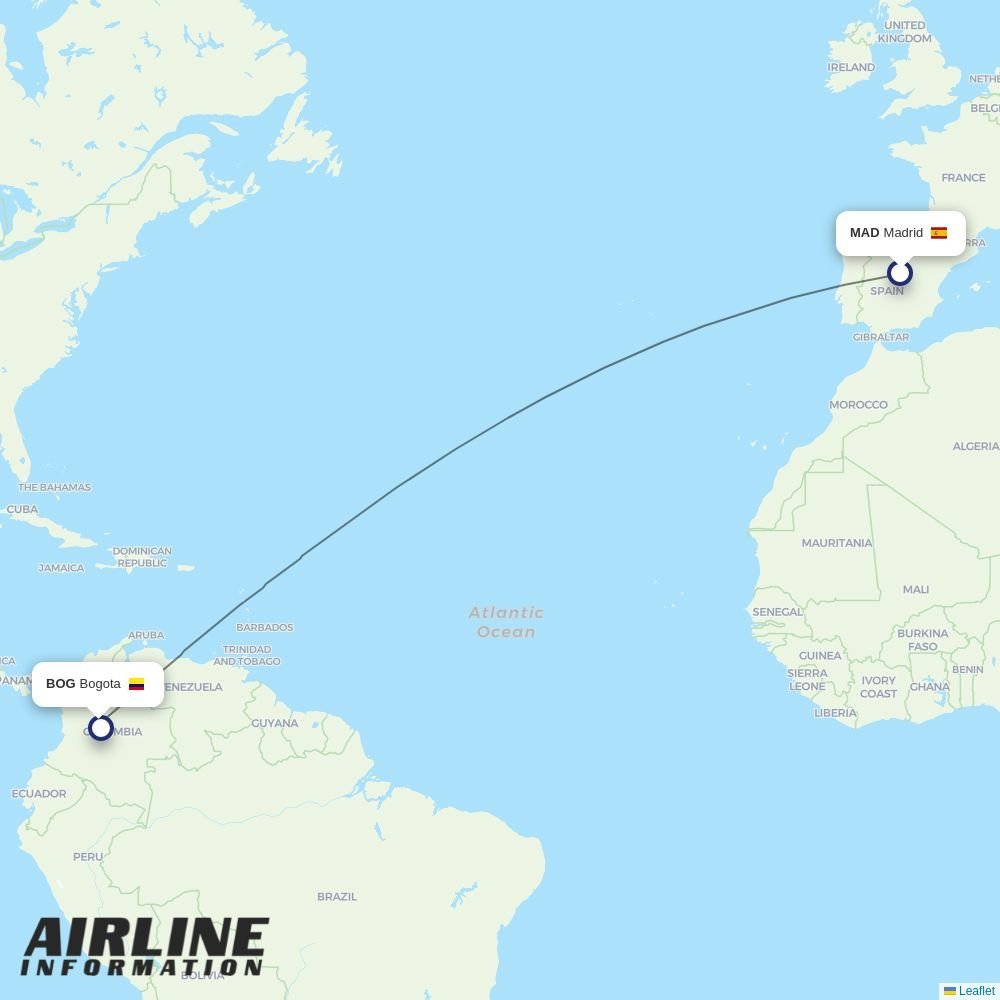 Airlines with flights from Madrid to Bogota (MAD to BOG) | Airline ...