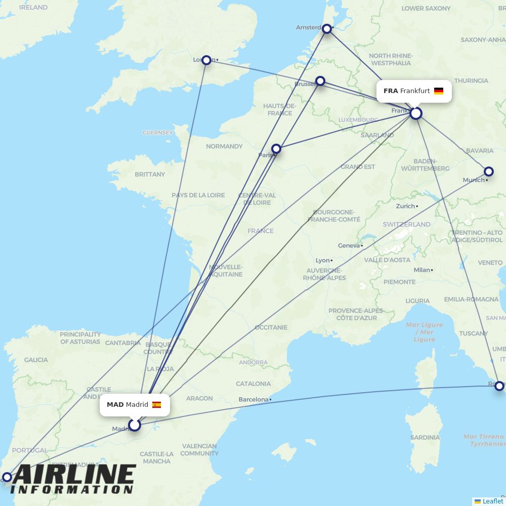 Airlines with flights from Madrid to Frankfurt (MAD to FRA) | Airline ...