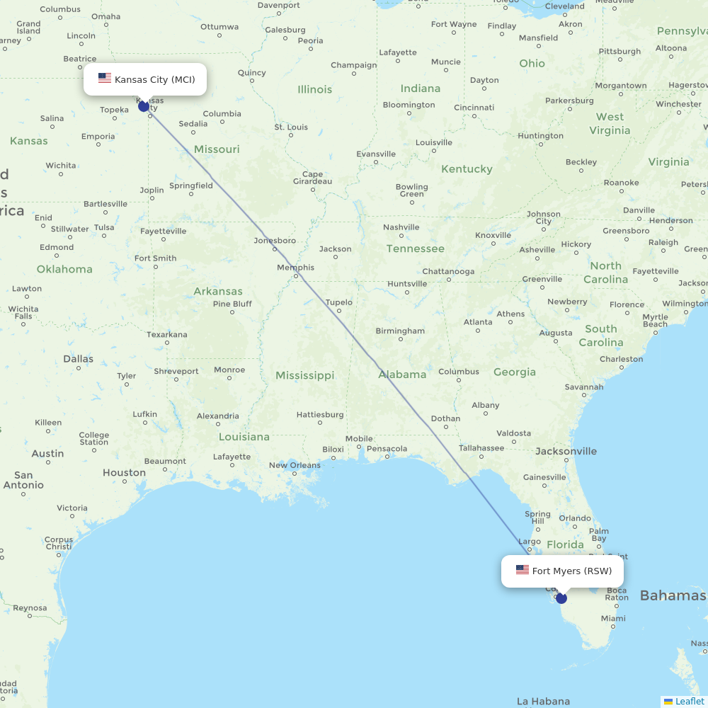 Airlines with flights from Kansas City to Fort Myers (MCI to RSW ...