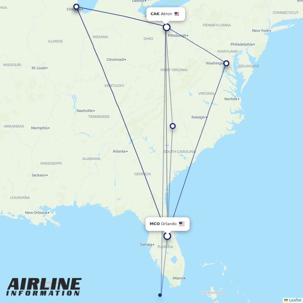Airlines with flights from Orlando to Akron (MCO to CAK) | Airline ...